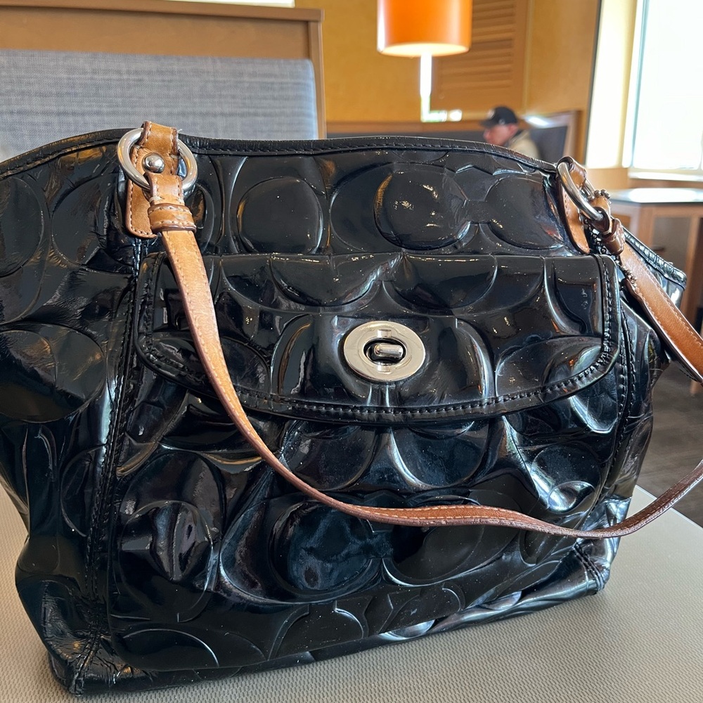 Coach Patent Leather Black Bag, Coach C Logo Allover,… - Gem